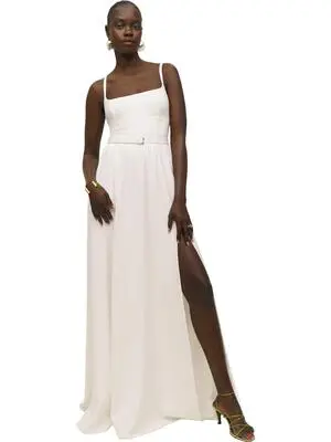 REFORMATION Florina Maxi Dress With Spaghetti Straps And Slit - Ivory