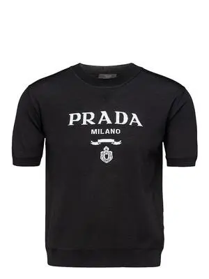 Prada Superfine Wool Logo Sweater - Black