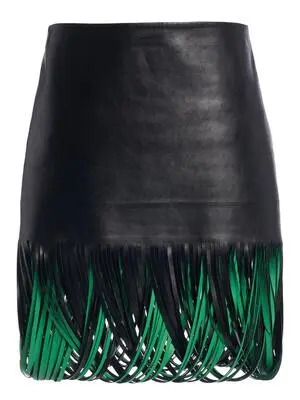 Bottega Veneta Leather Mini Skirt With Draped Fringe - Multi