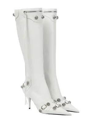 Balenciaga Cagole Knee-high Leather Boots - White