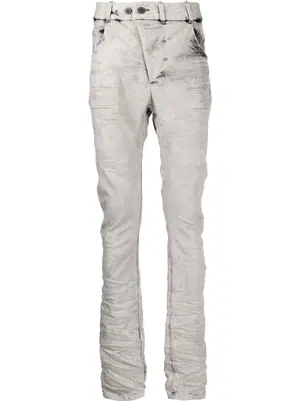 Boris Bidjan Saberi Ruched Skinny-fit Jeans - Grey