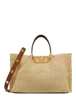 Valentino Garavani Summer Straw Tote Bag Neutrals