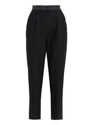 Moschino Pleated Jacquard-trimmed Twill Tapered Pants - Black