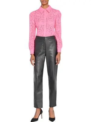 L'AGENCE Jenica Lace Long-Puffed Sleeve Blouse Ros