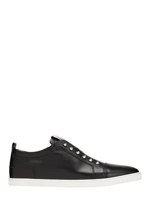 CHRISTIAN LOUBOUTIN Leather Slip-on Sneakers - Black