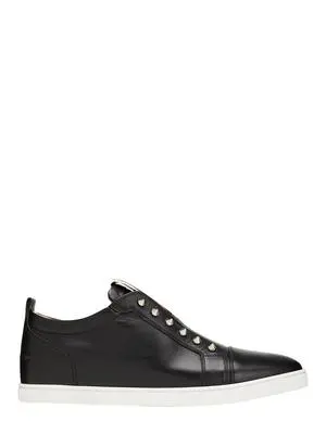 CHRISTIAN LOUBOUTIN Leather Slip-on Sneakers - Black