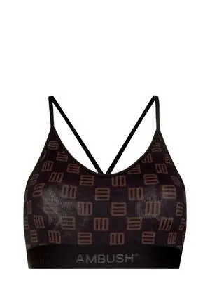 AMBUSH Monogram-print Bra Top - Black