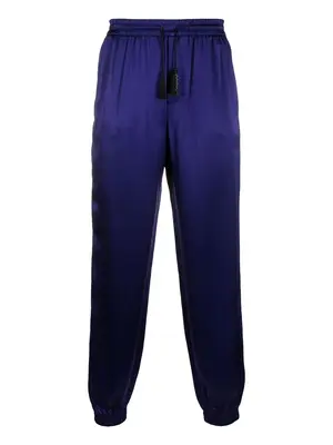 Saint Laurent Tapered-leg Silk Trousers - Purple