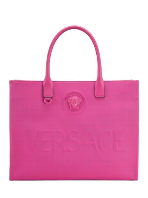 Versace Versace Logo Canvas Tote Fuscia