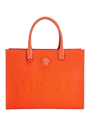 Versace Versace Logo Canvas Tote Orange