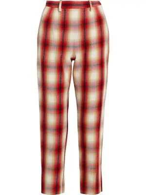 Rosie Assoulin Checked Wool-twill Straight-leg Pants - Papaya