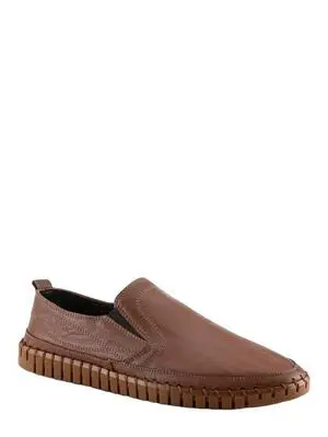 SPRING STEP SHOES Whipstitch Leather Loafer - Brown