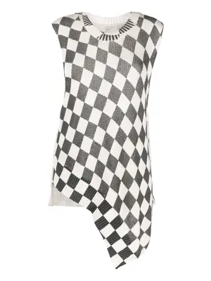 MAISON MARGIELA Checkerboard Knitted Top - White