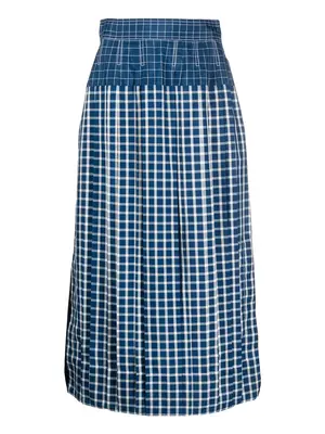 TORY BURCH Panelled Check Midi Skirt
