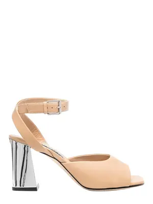SERGIO ROSSI Metallic-heel Sandals - Neutrals
