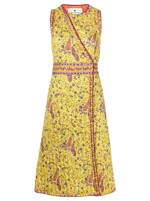 Etro Quilted Floral-print Midi Dress - Yellow