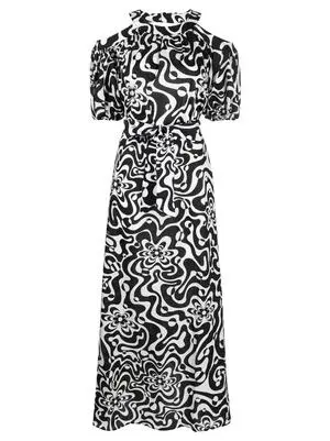 VIVETTA Abstract-Print Cut-Out Midi Dress
