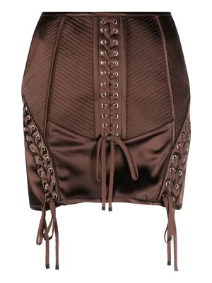 Dolce & Gabbana Lace-up Mini Skirt - Brown