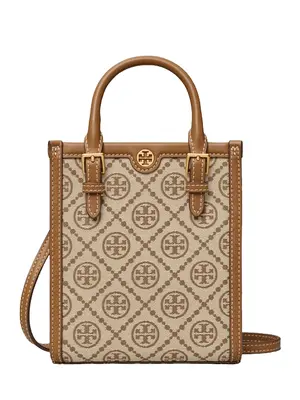 Tory Burch Tory Burch T Monogram Jacquard Mini Tote Hazelnut