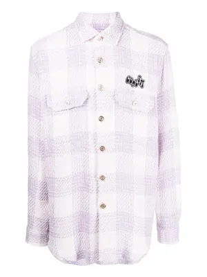 COOL T.M Oversized Tweed Check Shirt - Purple