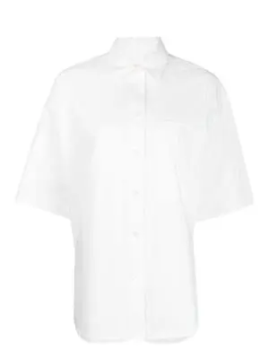 LEE MATHEWS Short-sleeved Cotton Shirt - White
