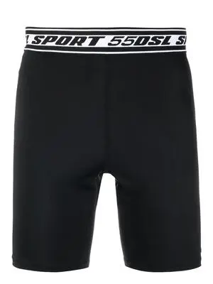 DIESEL® Logo Waistband Cycling Shorts - Black
