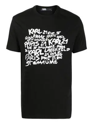 Karl Lagerfeld Logo Address Print T-shirt - Black