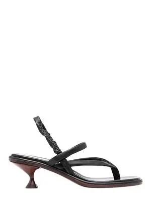 TOD'S Thong-strap Leather Slingback Sandals - Black