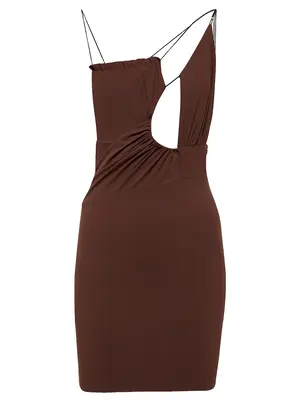 NENSI DOJAKA Cutout Ruched Minidress - Brown