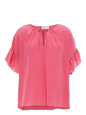 Red Valentino Ruffled Silk Blouse - Pink