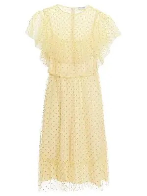 Red Valentino Ruffled Glittered Tulle Dress - Pastel Yellow