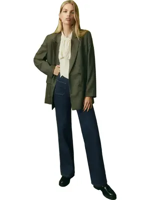 REFORMATION REFORMATION Alyssa Stretch High Rise Wide Leg Long Jeans Baltic