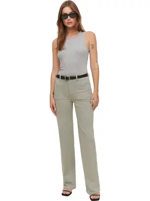 REFORMATION REFORMATION Alyssa Stretch High Rise Wide Leg Long Jeans Moss