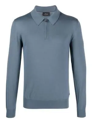 Brioni Wool Polo Collar Jumper - Blue