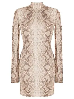 Philipp Plein Snakeskin-print Mini Dress - Neutrals