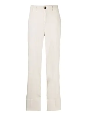 GANNI High-waisted Straight-leg Trousers - Neutrals