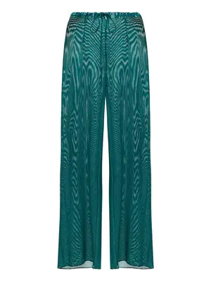 Oseree Lamé Wide-leg Pants - Green
