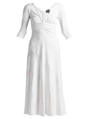Giorgio Armani Diagonal Striped Jacquard Jersey Maxi Dress - Solid White