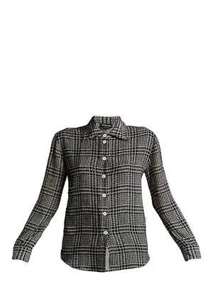 GIORGIO ARMANI Giorgio Armani Flocked Check Silk Blouse