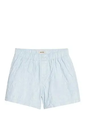 Zadig&Voltaire Elasticated-Waist Crinkled Leather Shorts Baby Blue