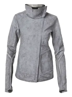 ISAAC SELLAM EXPERIENCE Off-centre Leather Biker Jacket - Grey