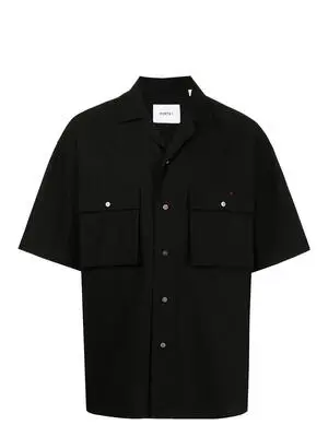 PORTS V Slogan-print Short-sleeve Shirt - Black