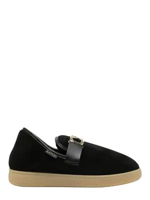 LANVIN Velvet Logo-buckle Slippers - Black