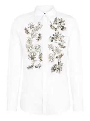 Dolce & Gabbana Martini-fit Crystal-embellished Shirt - White