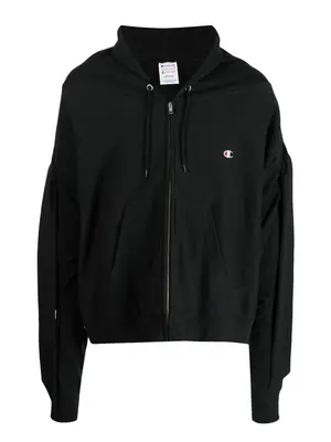 Anrealage Draped Sleeve Drawstring Hoodie - Black