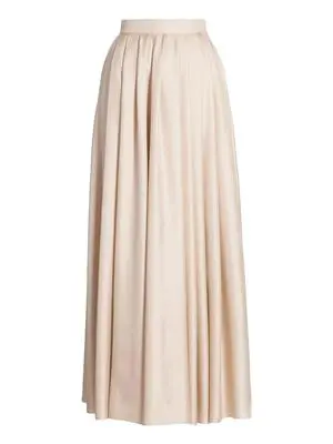 Giorgio Armani Silk Twill Pleated Maxi Skirt - Sand