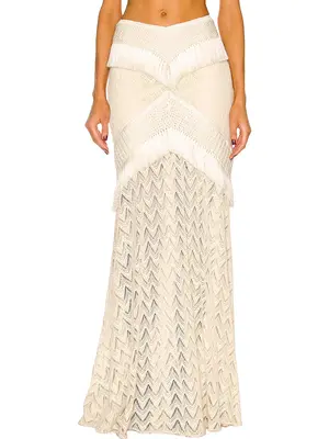 PatBO Fringe Trim Maxi Skirt - Sandstone