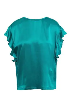 Maje Paneled Ruffled Top - Teal