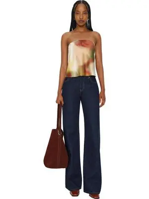 REFORMATION Spritz Silk Strapless Top Multi