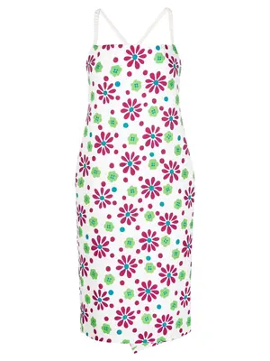 Saint Laurent Floral-print Knee-length Dress - White
